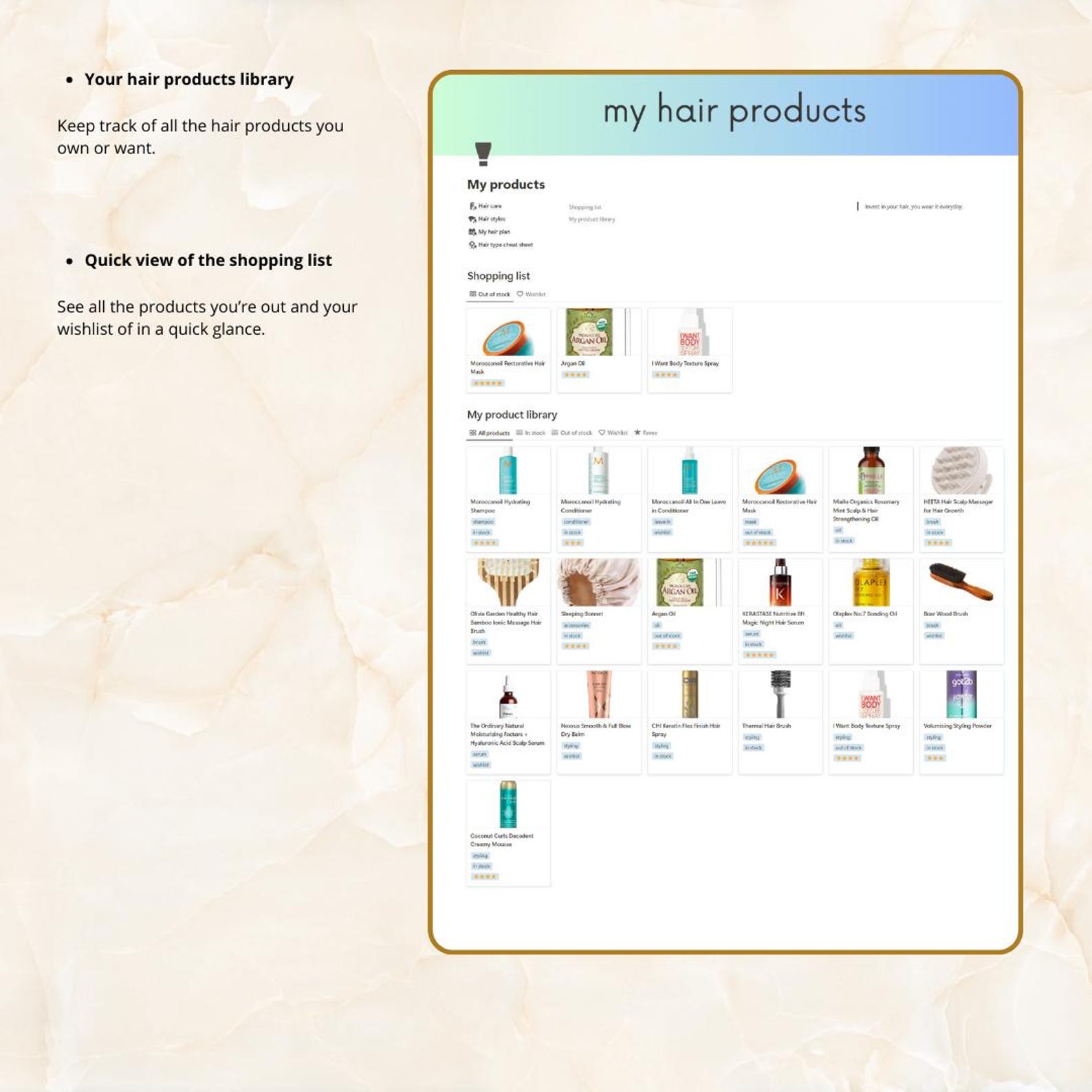 Notion Template Hair Care Tracker | Hair Styles Library | Hair Products ...