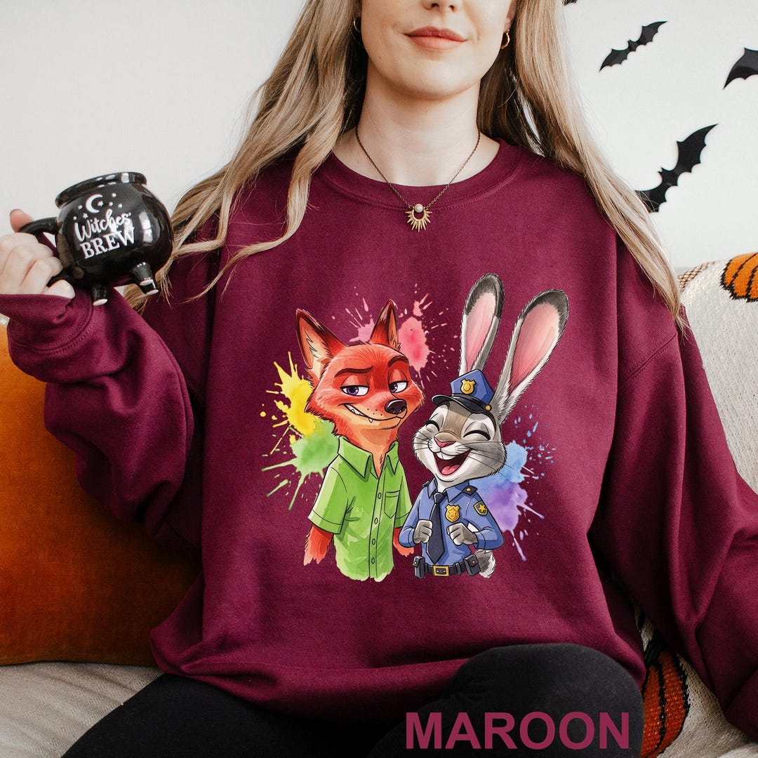 Disney Zootopia Characters Sweatshirt, Nick Wilde Judy Hopps Sweatshirt ...