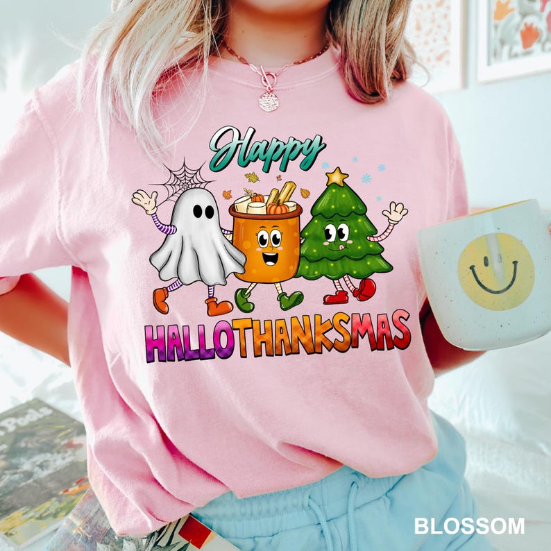 Happy Hallothankmas Shirt, Comfort Colors Christmas Shirt, Happy ...