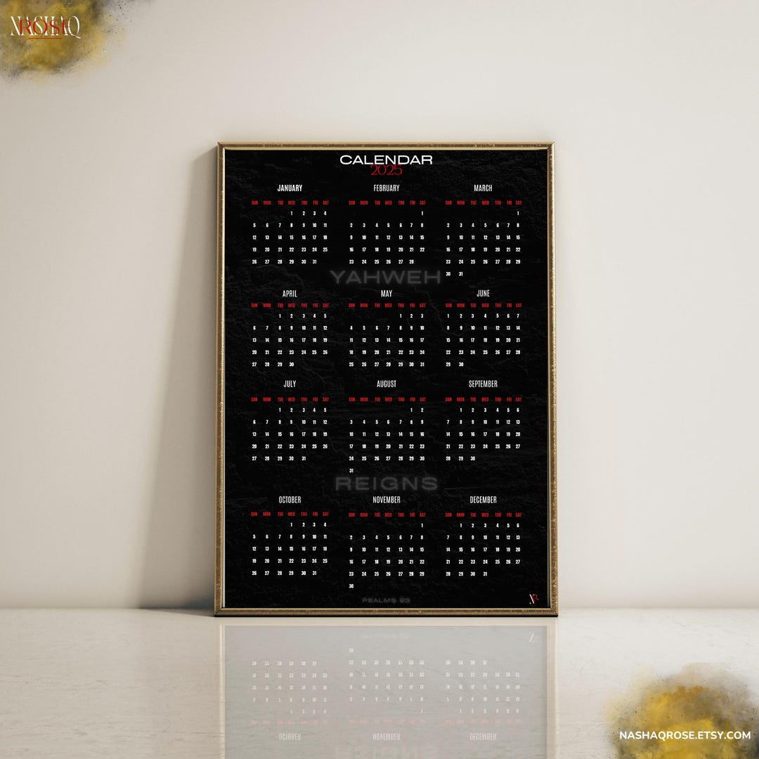 Biblical Calendar Printable Christian Wall Art Verse Yahweh Digital Art ...