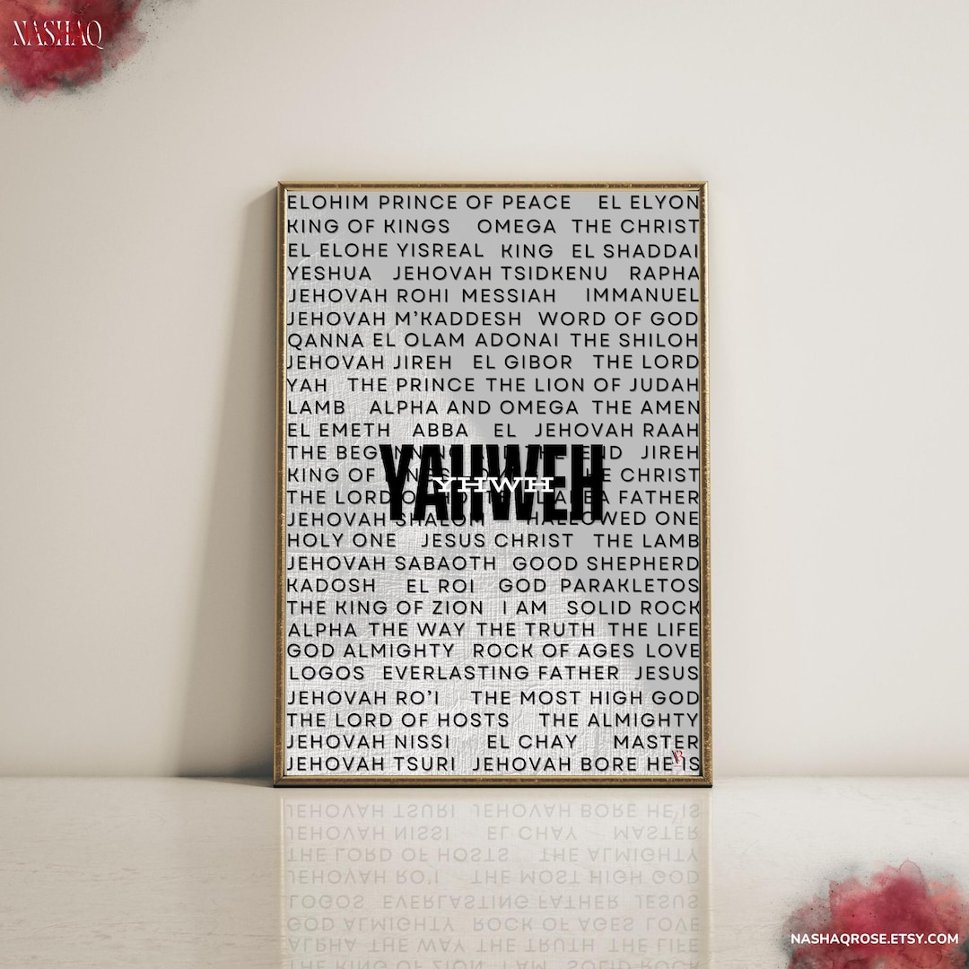 Yahweh Typography Poster YHWH Wall Art Christian Wall Decor Print ...