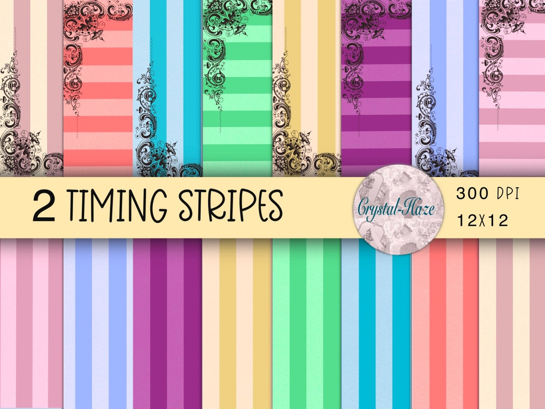 Digital Paper Pack 2 Timing Stripes - Etsy