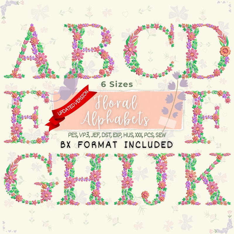Rose Letter Embroidery Font - Etsy