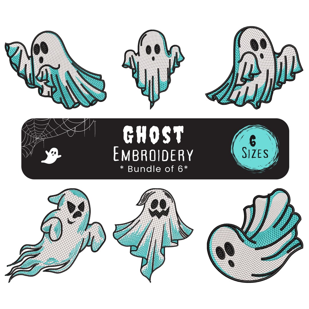 Ghost Bundle Halloween Embroidery Design, Spooky Ghost Machine ...
