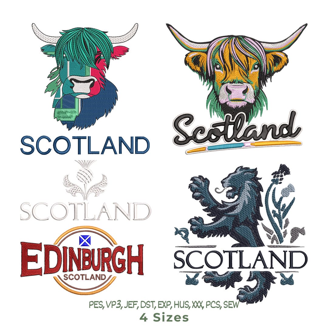 Scotland Machine Embroidery Bundle, Scottish Highland Cow, Scottish ...