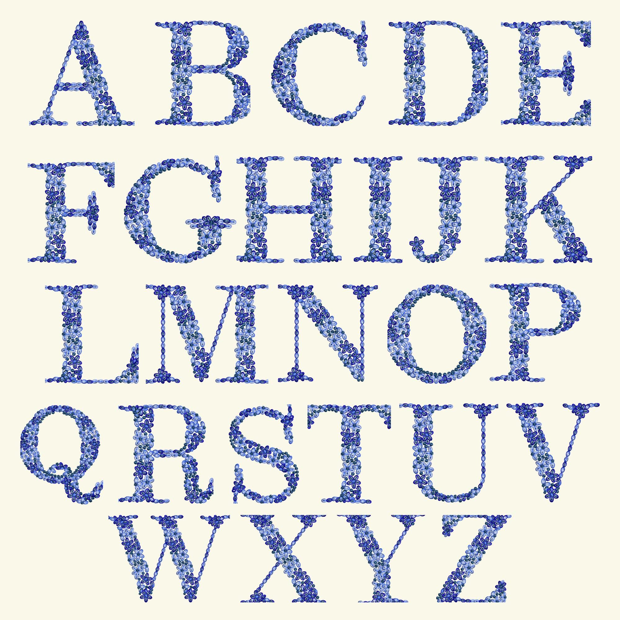 A to Z Floral Font Embroidery, Flower Alphabets Machine Embroidery ...