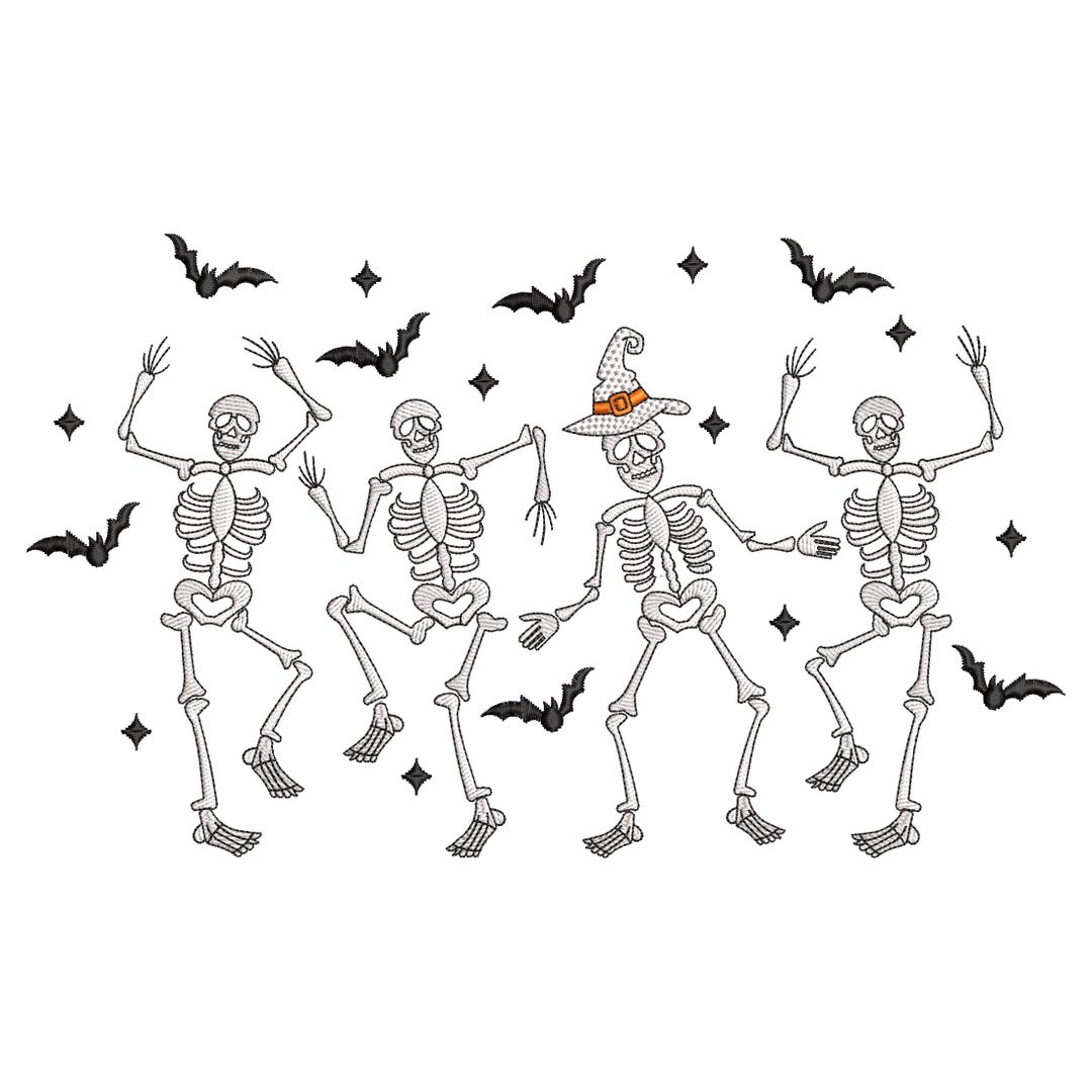 Dancing Skeletons Embroidery Design: Halloween Machine Embroidery File ...