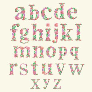 A to Z Floral Embroidery, Flower Font Alphabet Machine Embroidery ...