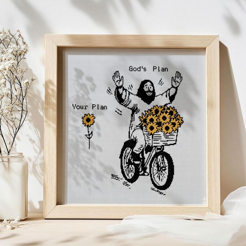 God's Plan Cross Stitch Pattern, Funny Christian Embroidery Design ...