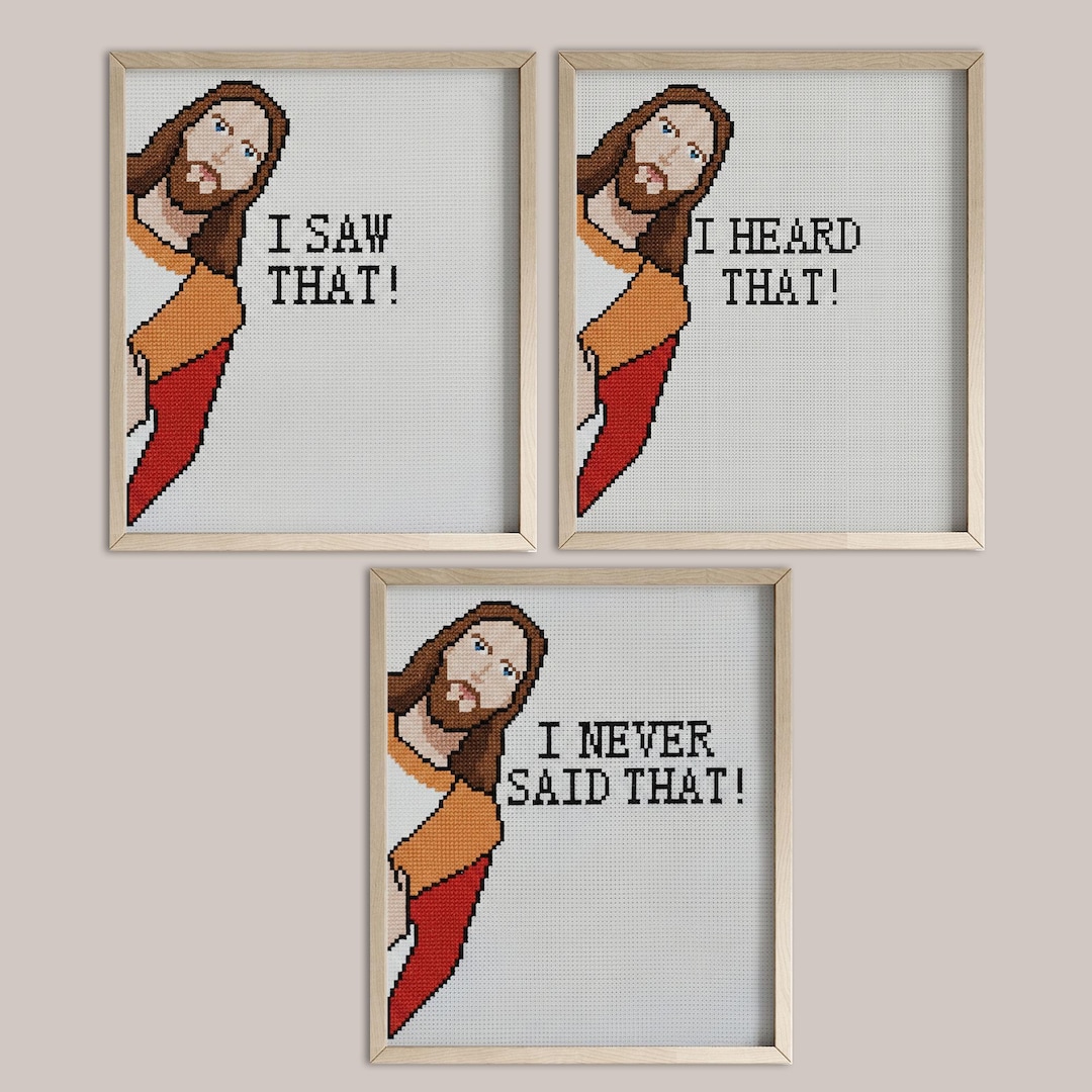 3 Peeking Jesus Cross Stitch Pattern | I Saw That Funny Christian ...
