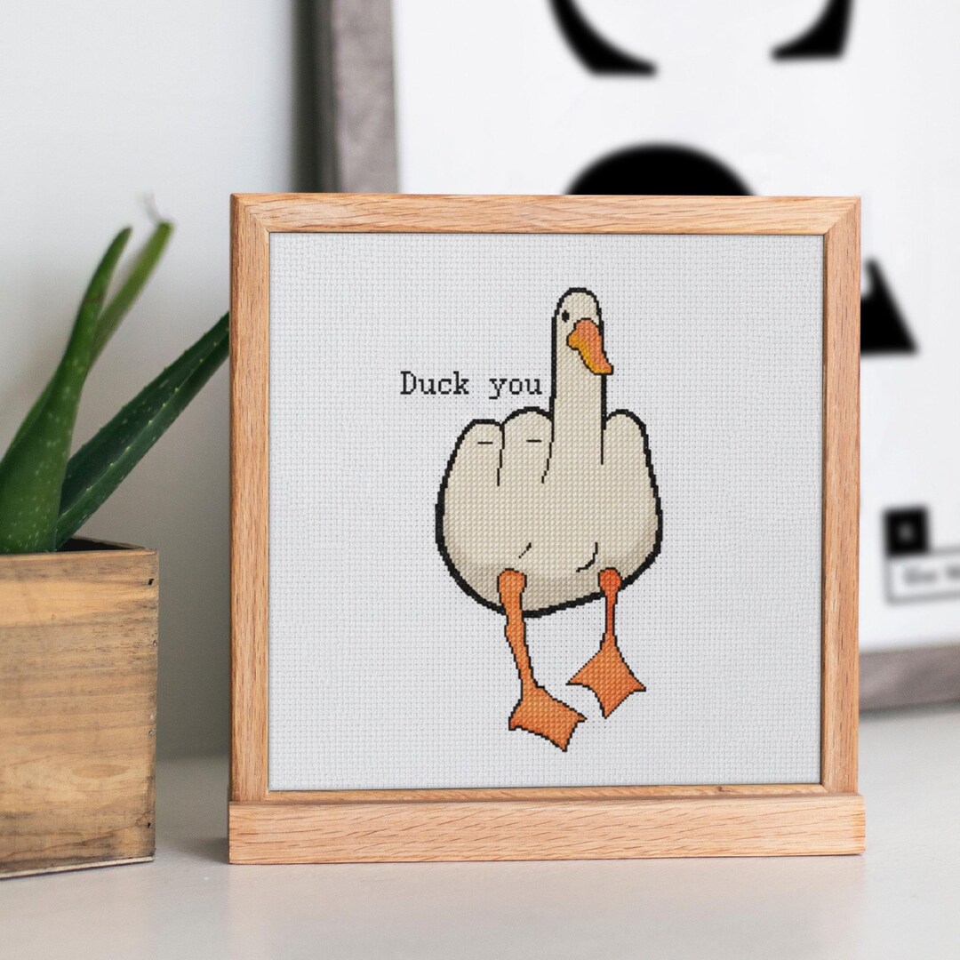 Duck You Cross Stitch Pattern, Funny Goose Embroidery (PDF) - Etsy