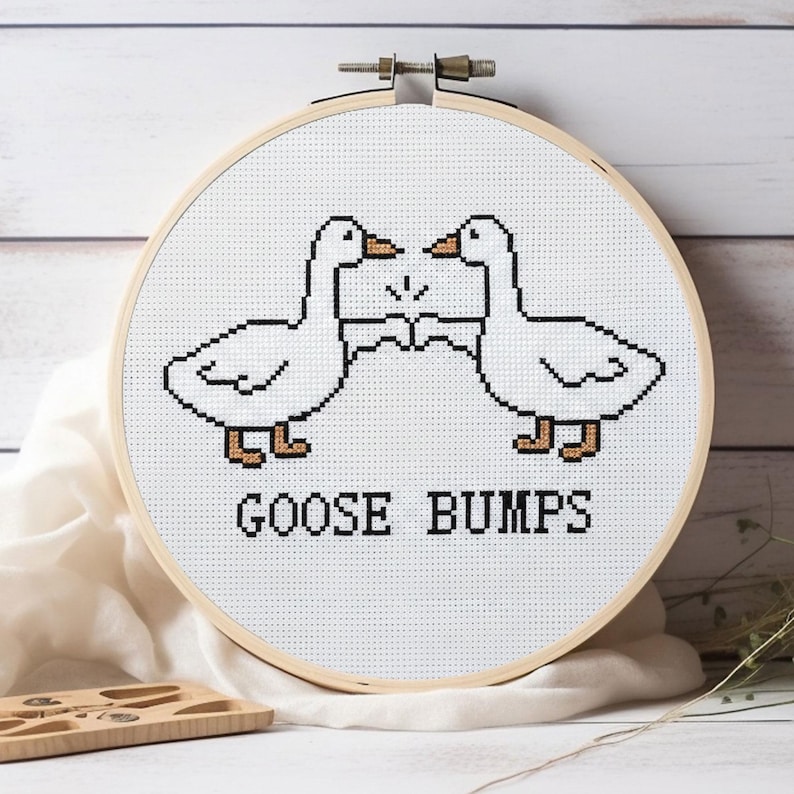 Goose Bumps Cross Stitch Pattern | Funny Geese Embroidery | Instant ...