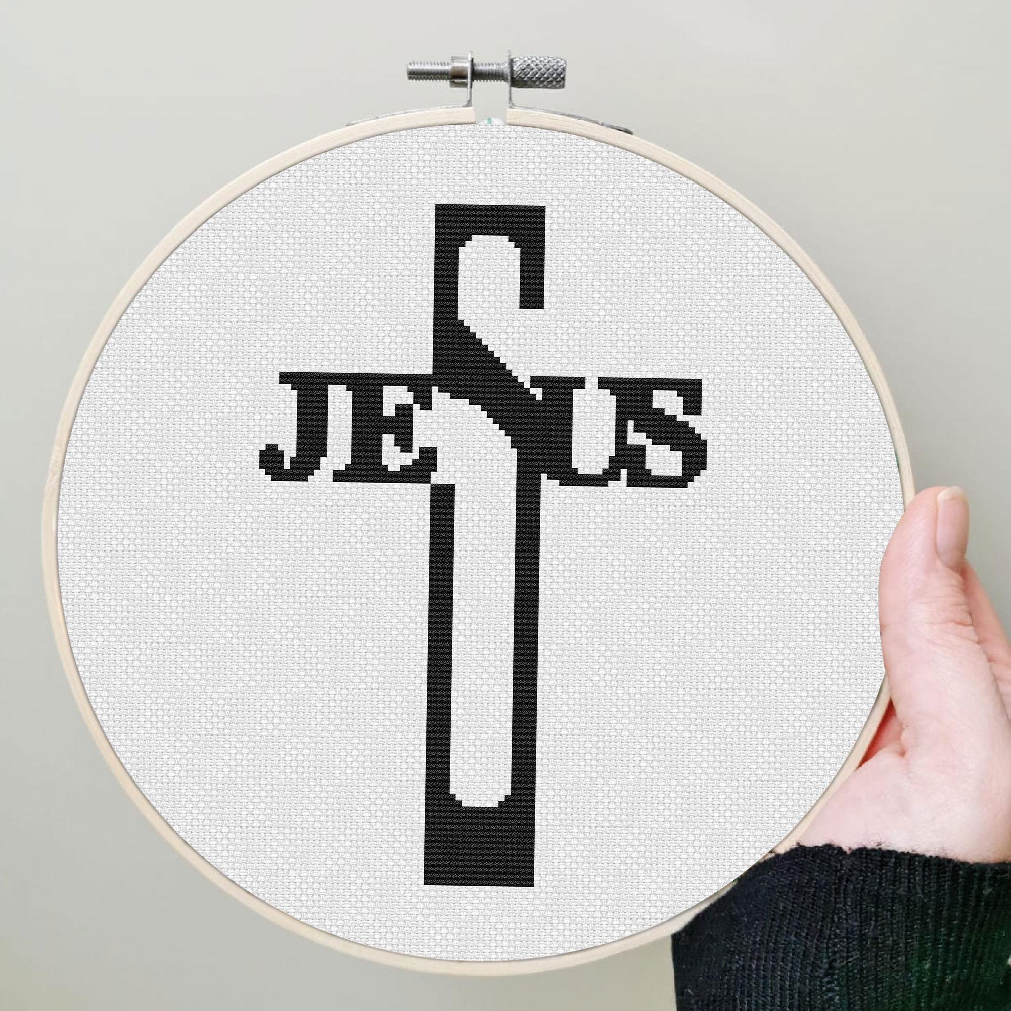 Jesus Cross Stitch Pattern, Christian Embroidery Design, Modern ...