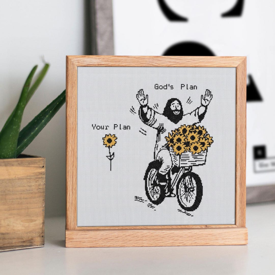God's Plan Cross Stitch Pattern, Funny Christian Embroidery Design ...