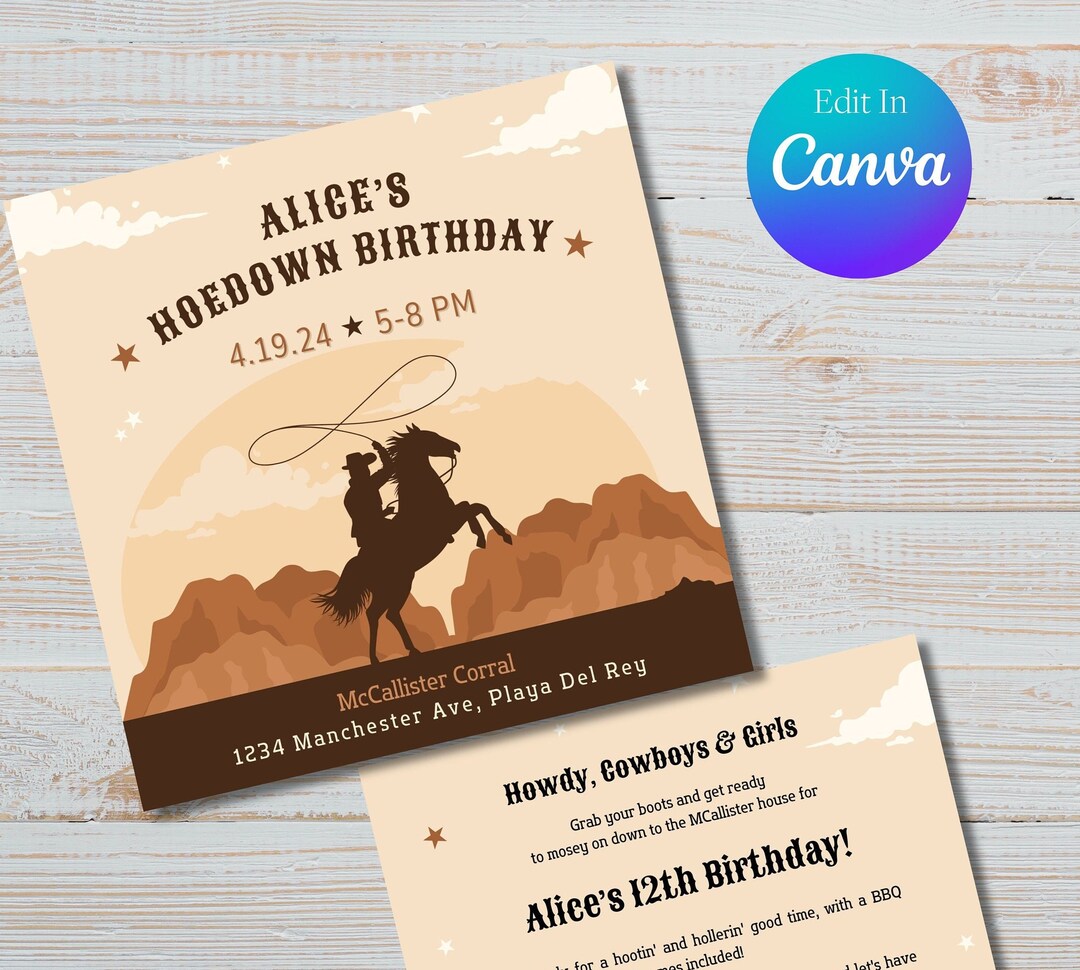 Editable Hoedown Birthday Party Design Template - Etsy