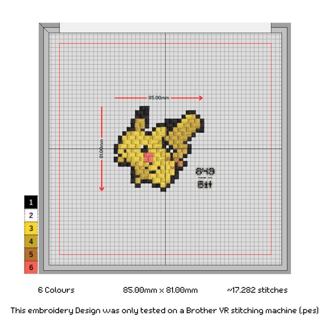 8-bit Pokemon Retro Embroidery Design Pikachu, Instant Download ...