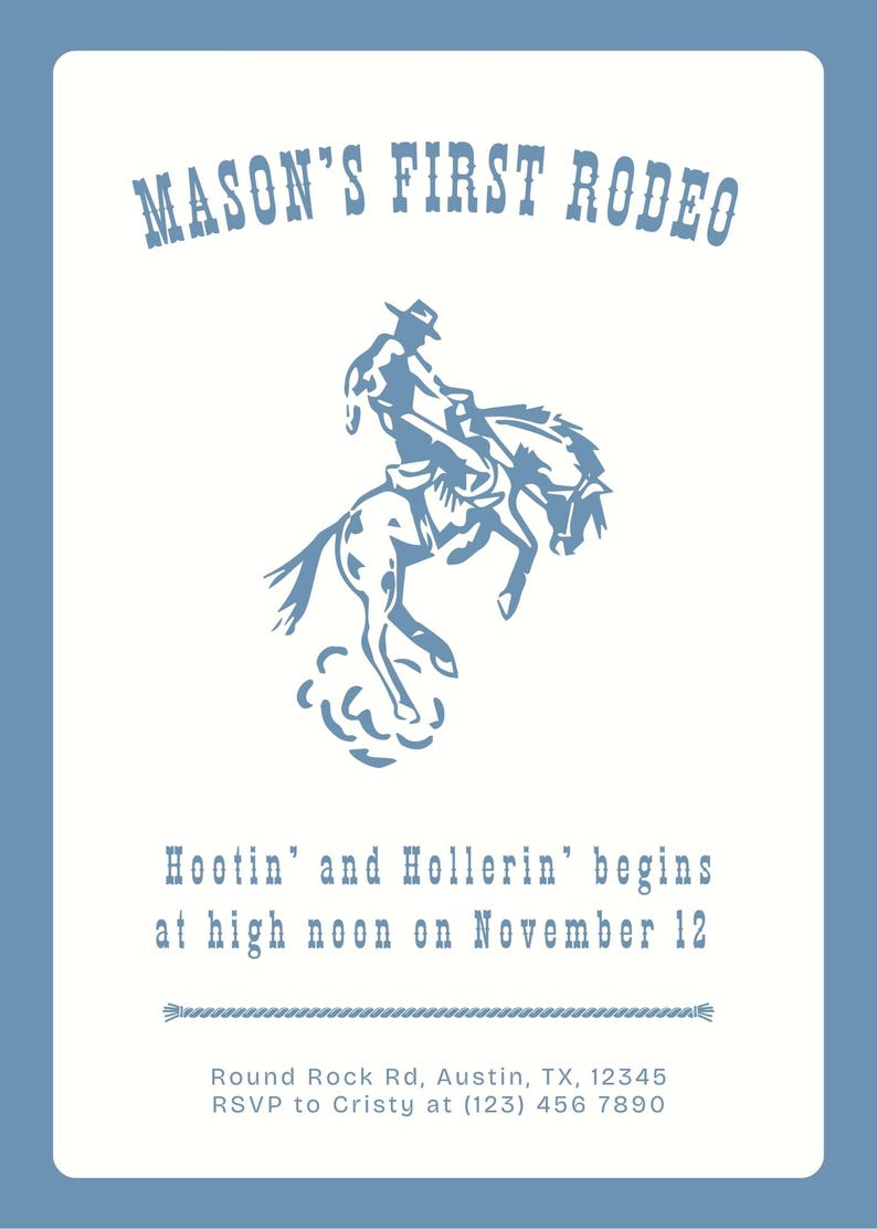 Rodeo-themed Birthday Invitation | Cowboy Party Invite | Editable 5x7 ...