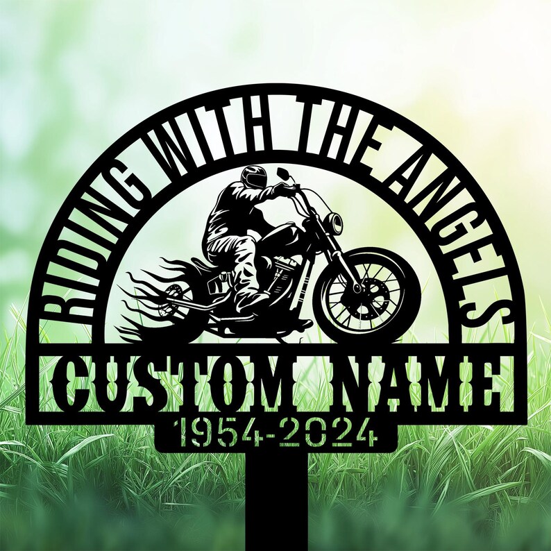 Personalized Old Racer Man on Chopper Motorcycle Memorial Grave Markers ...