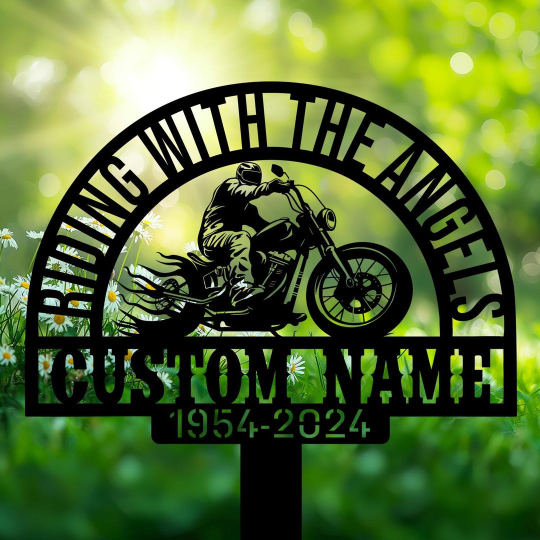 Personalized Old Racer Man on Chopper Motorcycle Memorial Grave Markers ...