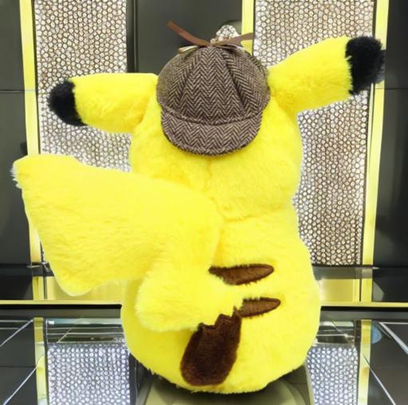 HANDMADE Detective Pikachu Stuffed Plush Toy Reversible Anime Movie ...