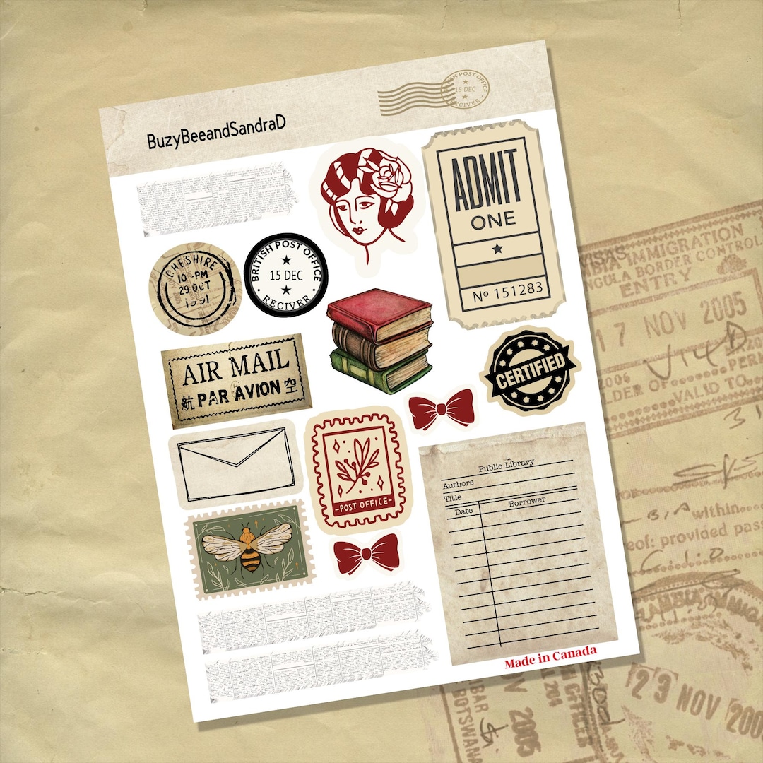 Vintage Theme Sticker Sheet - Etsy
