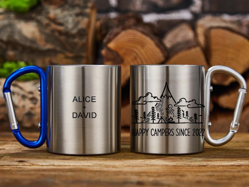 Personalized Carabiner Camping Mug/custom Camper Mug/campfire Mugs ...