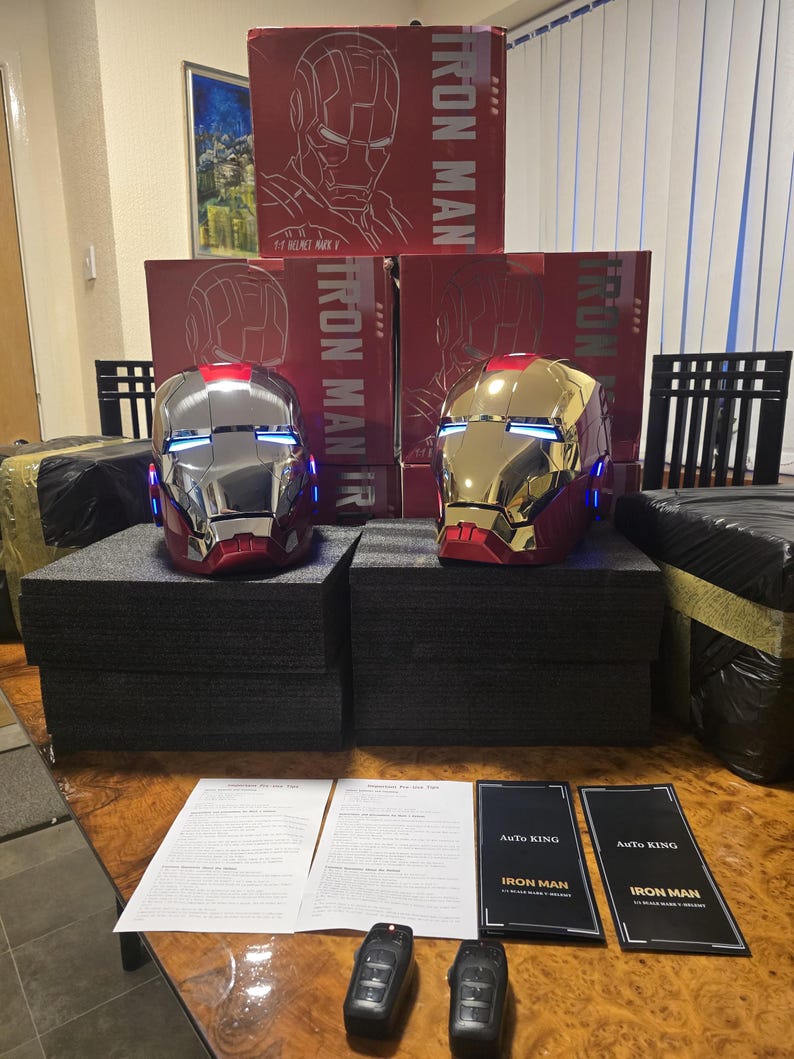 IRONMAN MK5 Helmet Upgraded 2024 Sidelights Verison GOLD/RED - Etsy