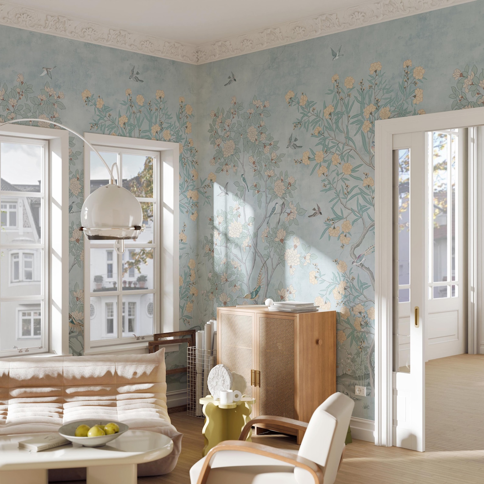Blue Chinoiserie Wallpaper Peel and Stick, Vintage Chinoiserie Mural ...