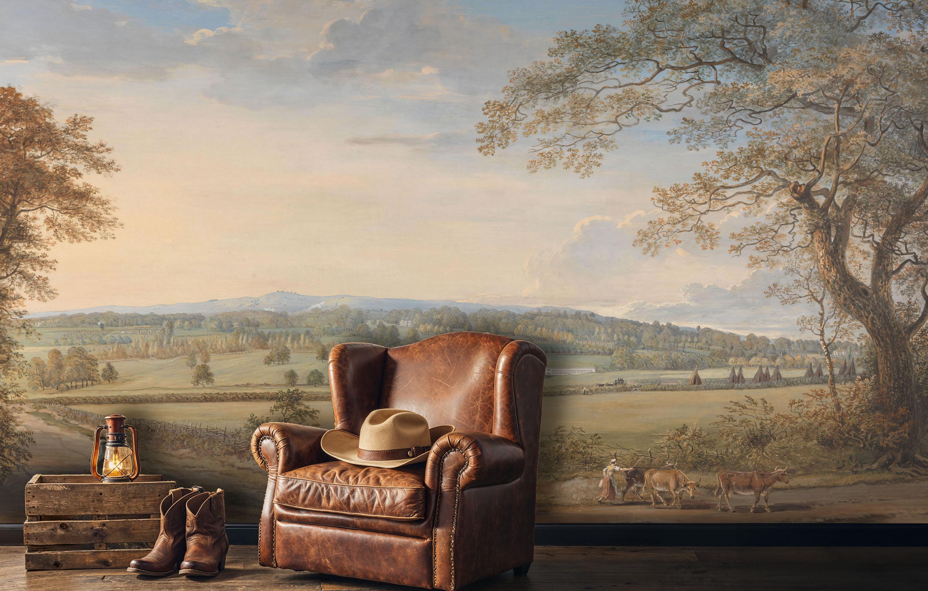 Vintage Country Landscape Wall Mural: Scenic Peel and Stick Wallpaper ...