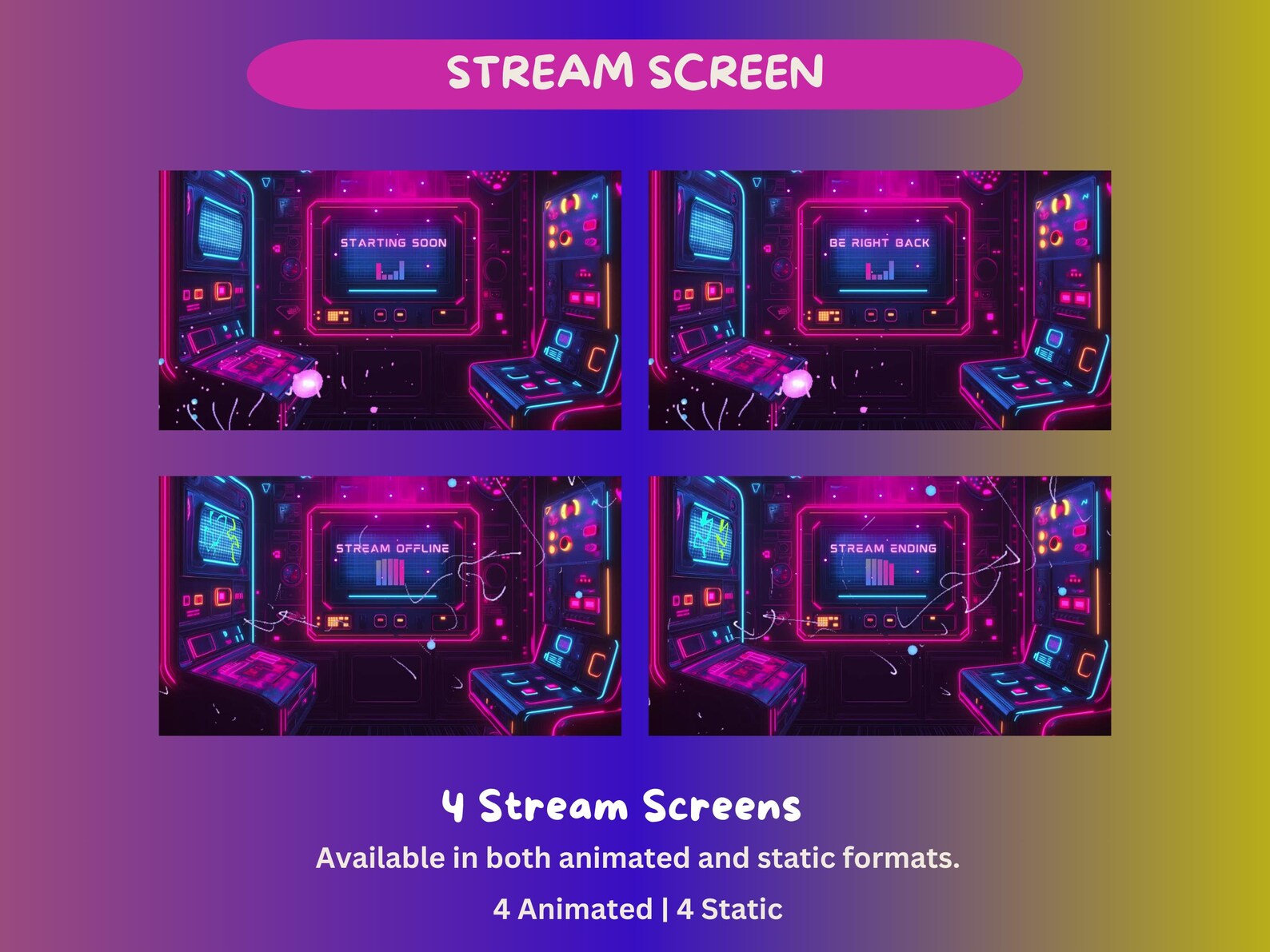 Retro Arcade Stream Package Animated Twitch Overlays Pixel Art - 8-bit ...