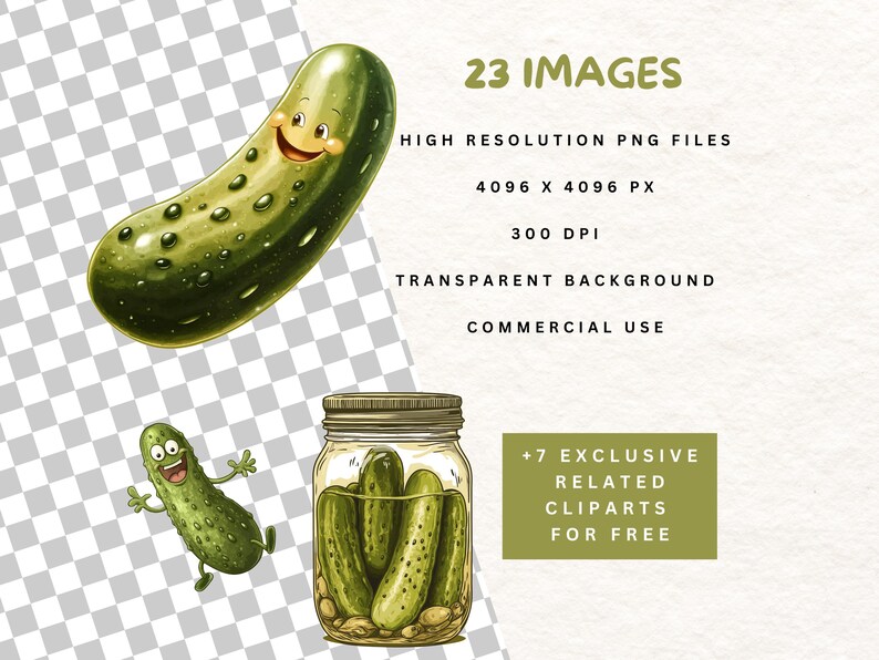 Pickles Watercolor Clipart PNG Cute Pickle Cucumber Clipart Set Dill ...