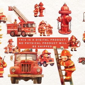 Watercolor Firetruck Clipart Firefighter Clipart Fire Truck PNG ...