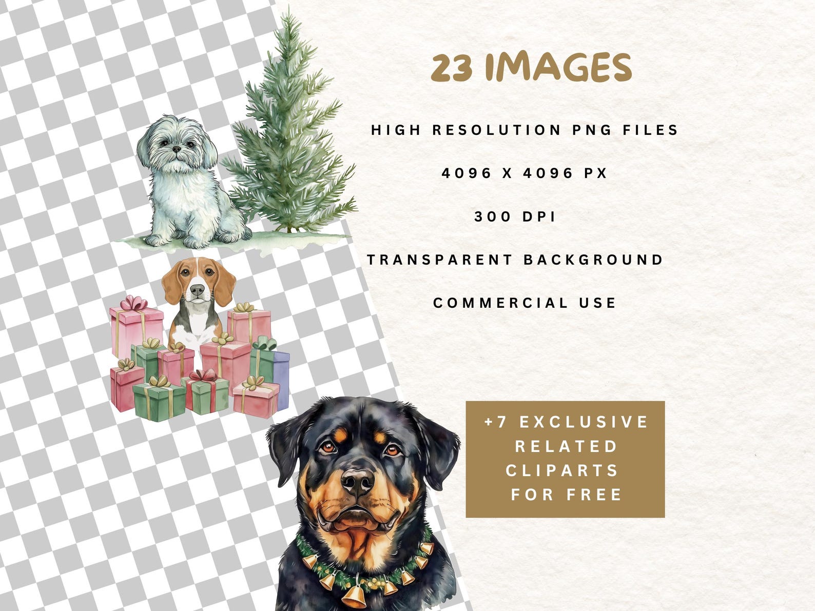 Watercolor Christmas Dogs Clipart Dog Breeds PNG Bundle Christmas Dogs ...