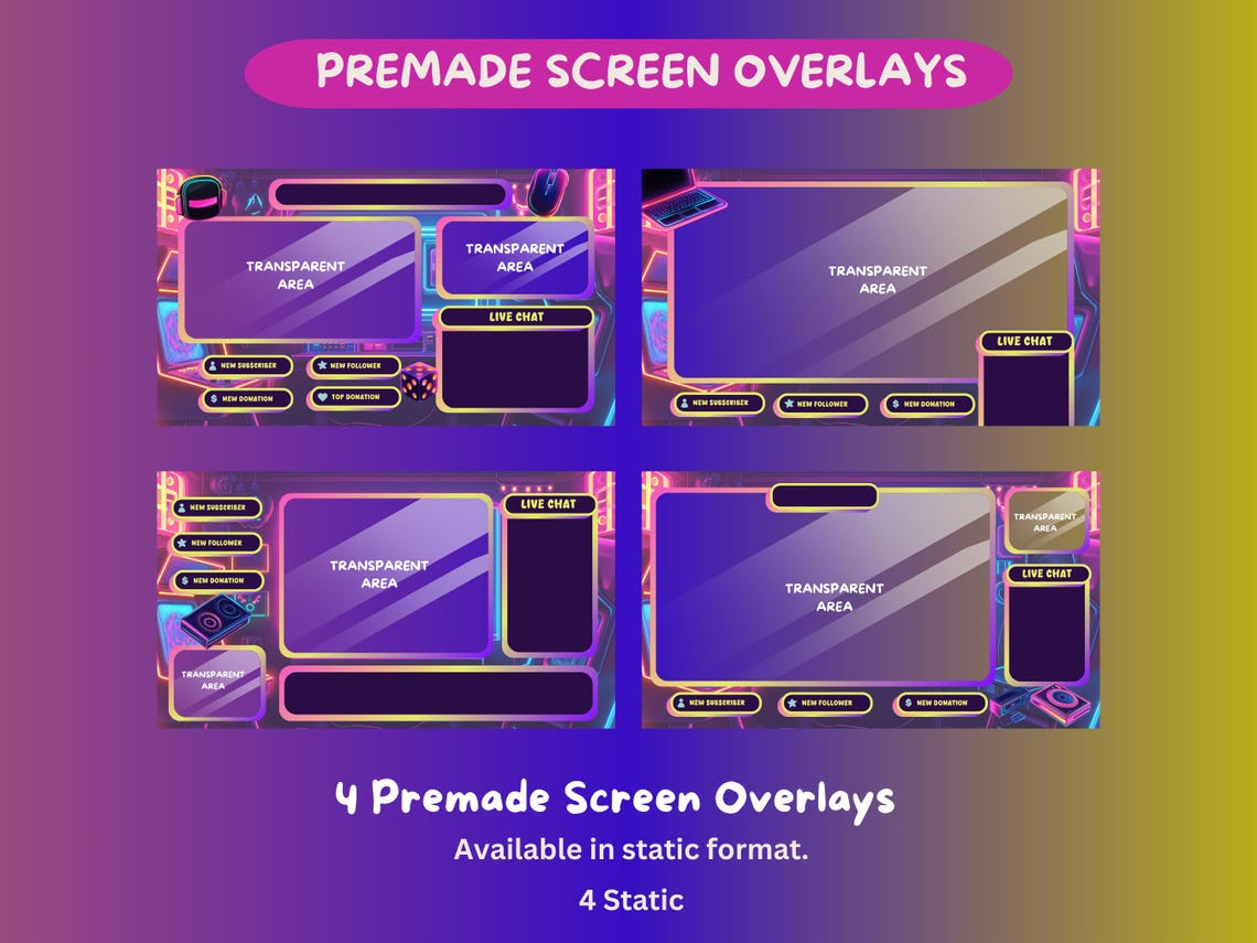 Retro Arcade Stream Package Animated Twitch Overlays Pixel Art - 8-bit ...