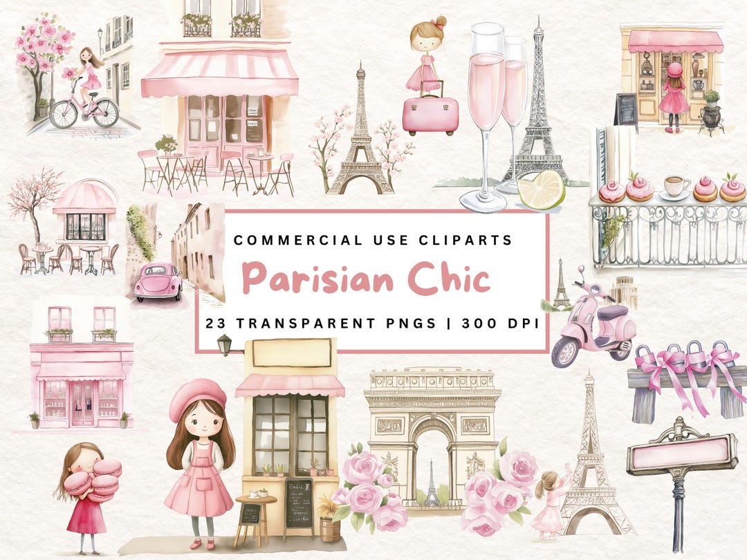 Paris Clipart Watercolor Chic Paris Illustration Vintage Paris ...