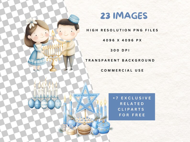 Hanukkah Clipart Bundle Jewish Holiday PNG Watercolor Hanukkah Clipart ...