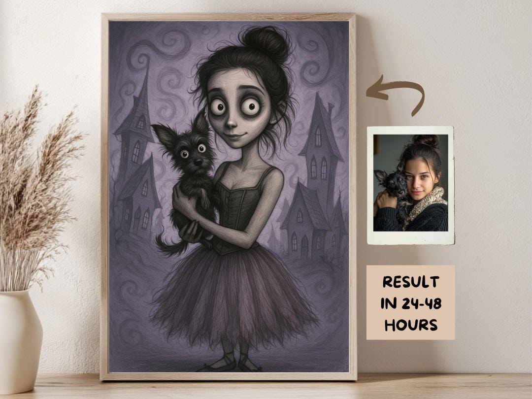 Custom Tim Burton Style Portrait Custom Gothic Style Art Personalized ...