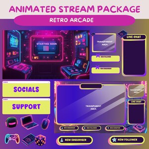 Retro Arcade Stream Package Animated Twitch Overlays Pixel Art - 8-bit ...