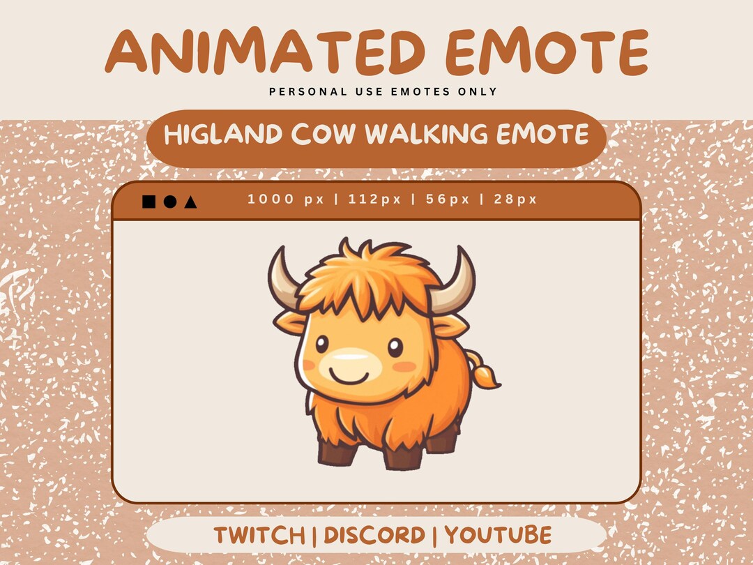 Animated Highland Cow Emote Kawaii Emoji Pack for Streaming Highland ...
