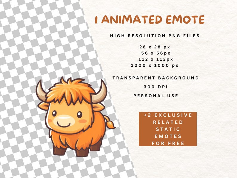 Animated Highland Cow Emote Kawaii Emoji Pack for Streaming Highland ...