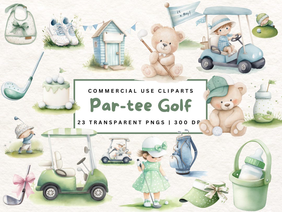 Watercolor Golf Clipart Bundle Cute Golfer Clipart Sports Swing Art ...