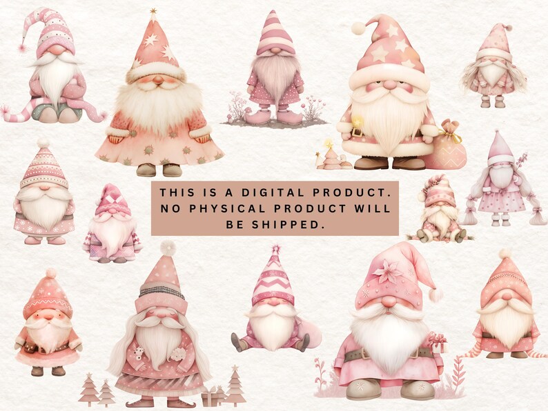 Pink Christmas Gnomes Clipart PNG Christmas Gnomes Clipart Fantasy ...