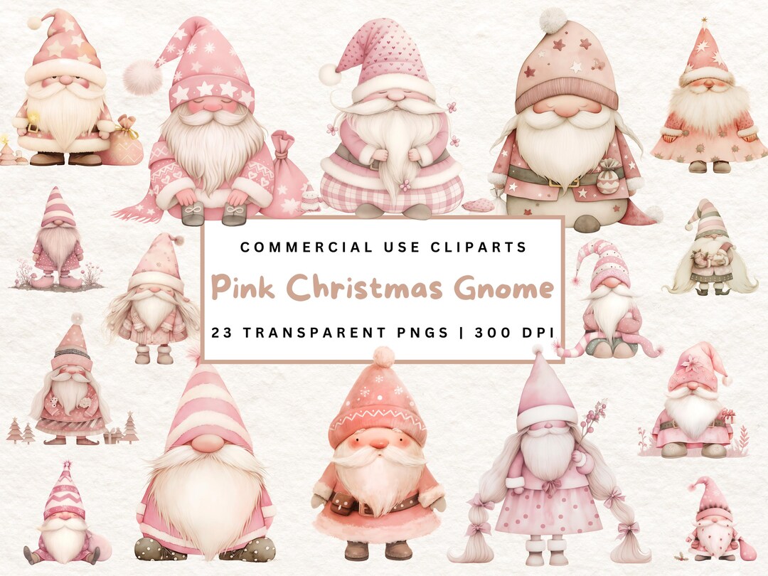Pink Christmas Gnomes Clipart PNG Christmas Gnomes Clipart Fantasy ...