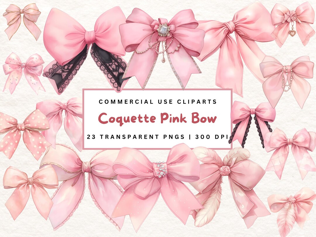Watercolor Pastel Pink Bows Clipart Hand-painted Bows Pastel Clipart ...