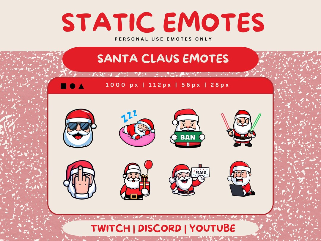 Santa Emote Pack Twitch Xmas Cheer Kawaii Christmas Stream Assets Cute ...