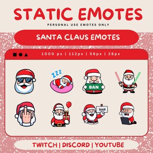 Santa Emote Pack Twitch Xmas Cheer Kawaii Christmas Stream Assets Cute ...