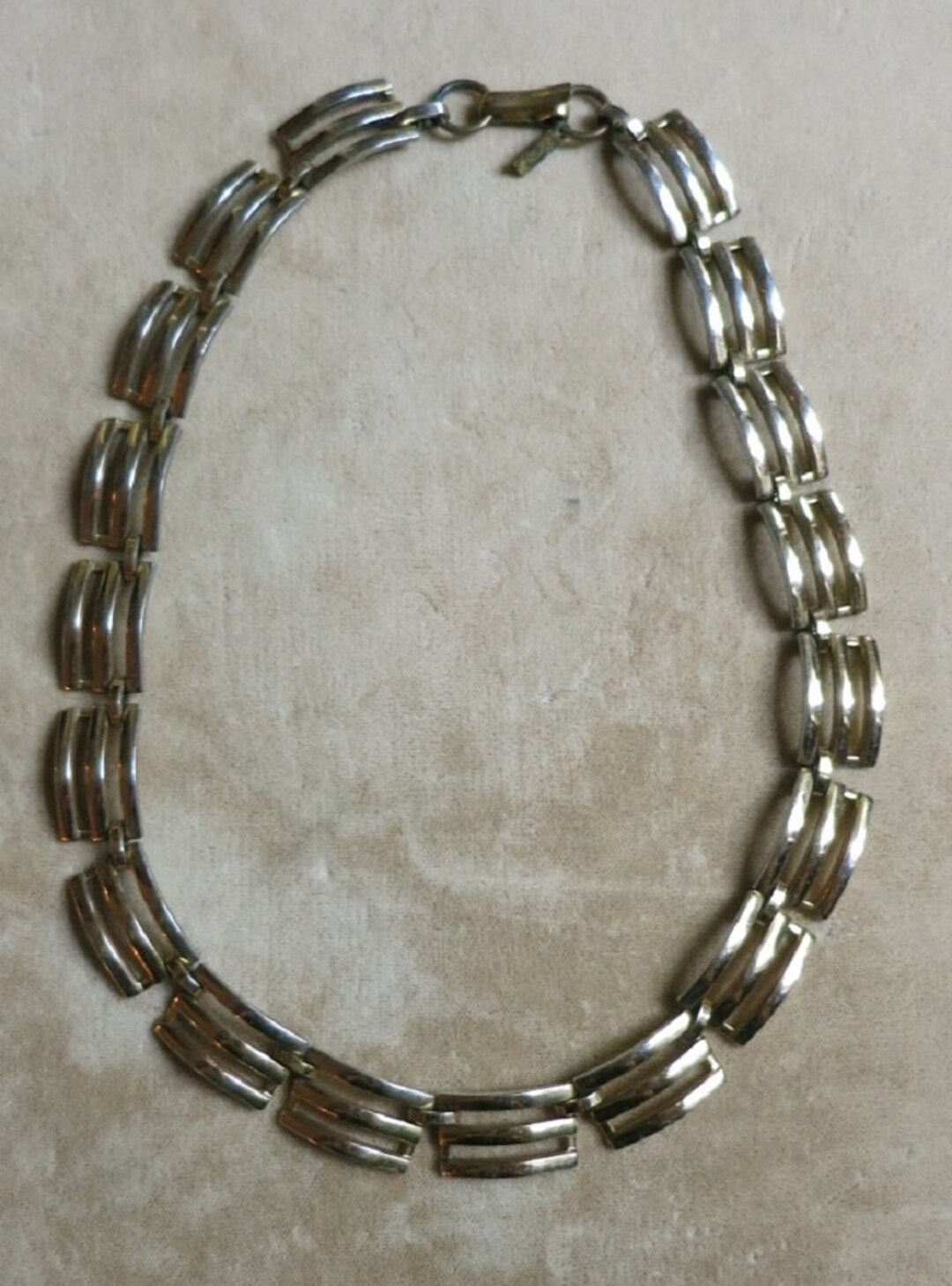A Gold Tone Panel Link Necklace by Monet Jewelers - Etsy