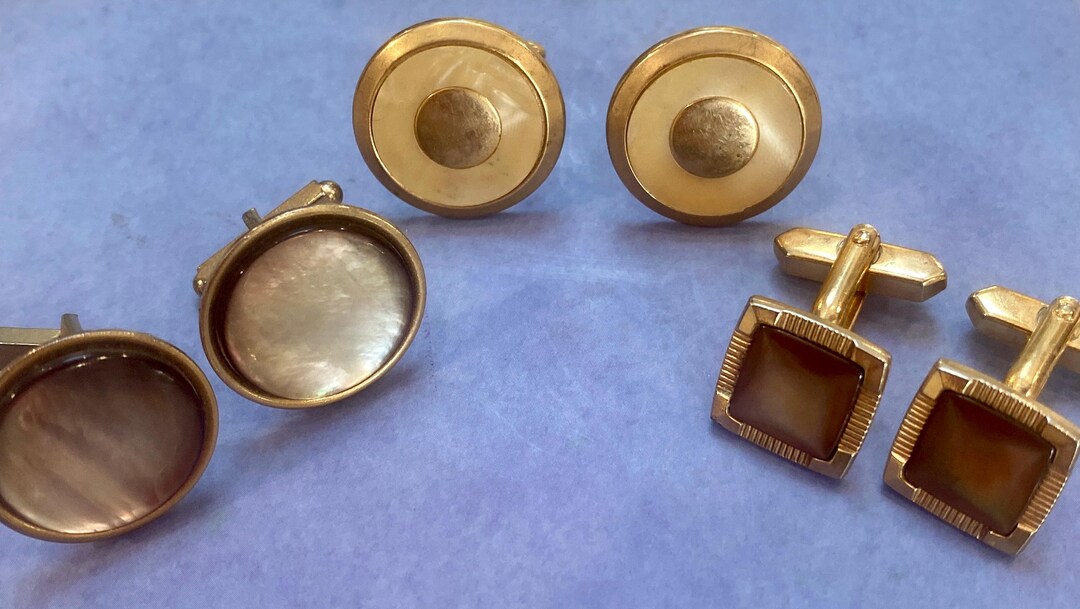 Three Pair of Vintage Cufflinks in Gold Tone - Etsy