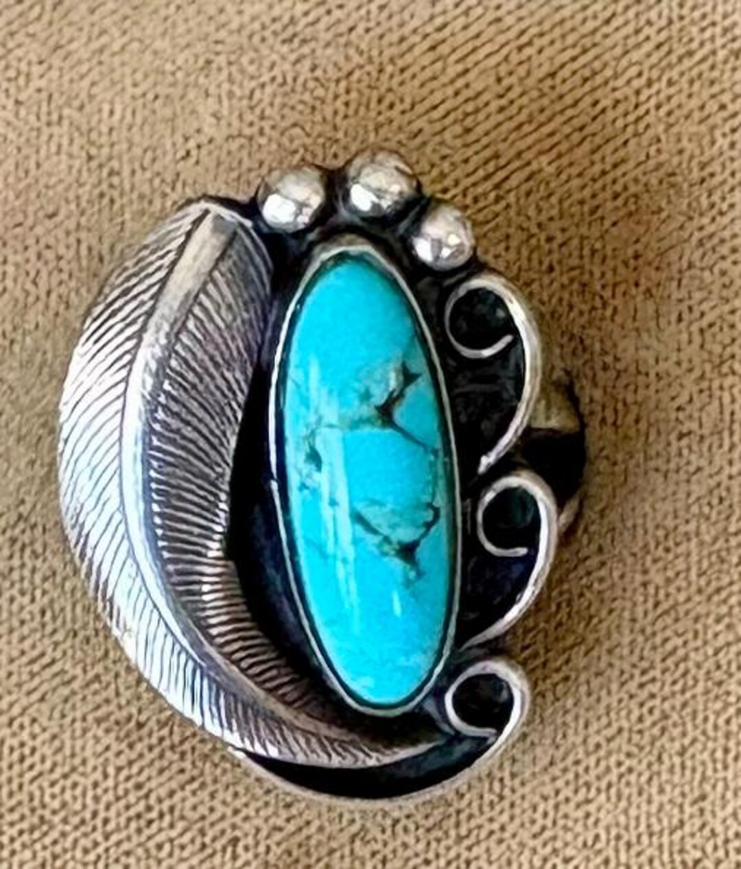 Vintage Sterling Silver and Turquoise Feather Ring in a Size 8 3/4 - Etsy