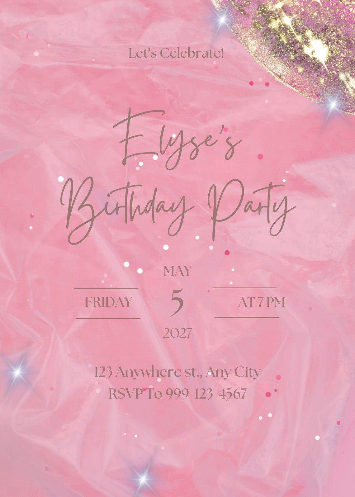 Pretty in Pink Birthday Invitation - Etsy